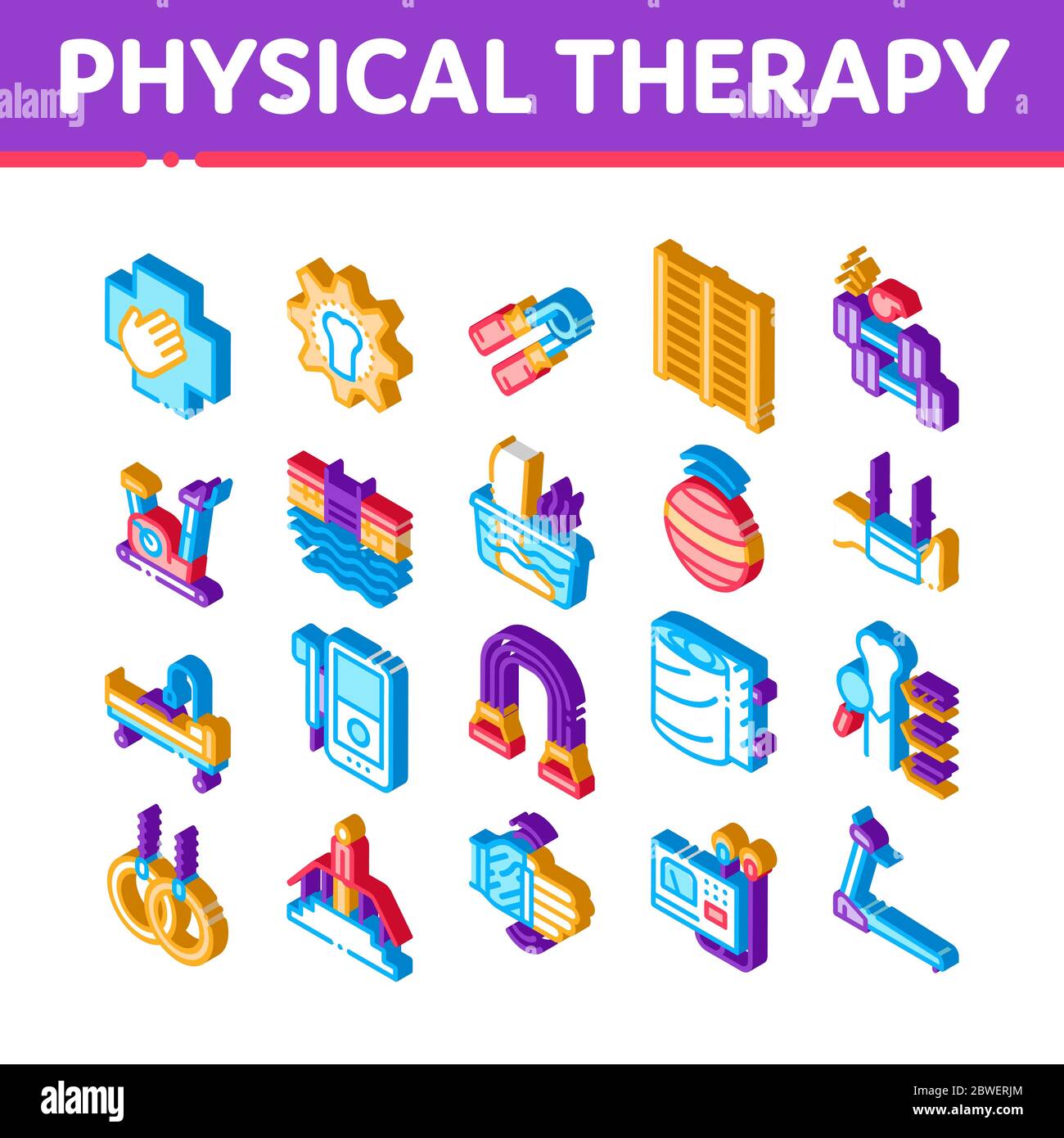 Physical Therapy Isometric Icons Set Vector Stock Vector Image & Art ...