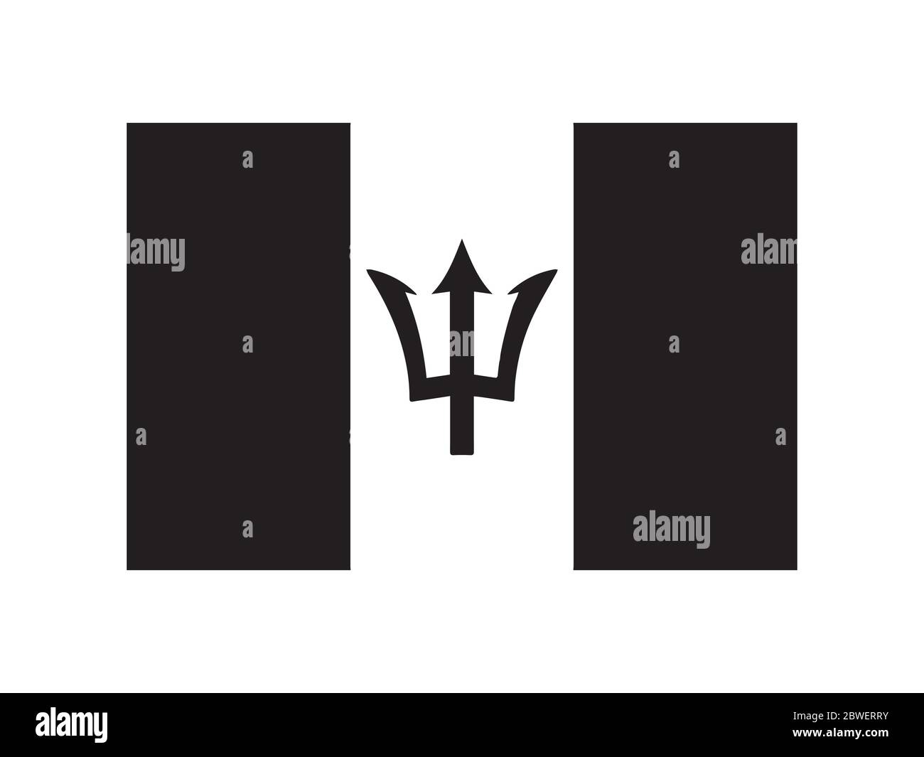 Barbados Flag Black and White. Country National Emblem Banner ...