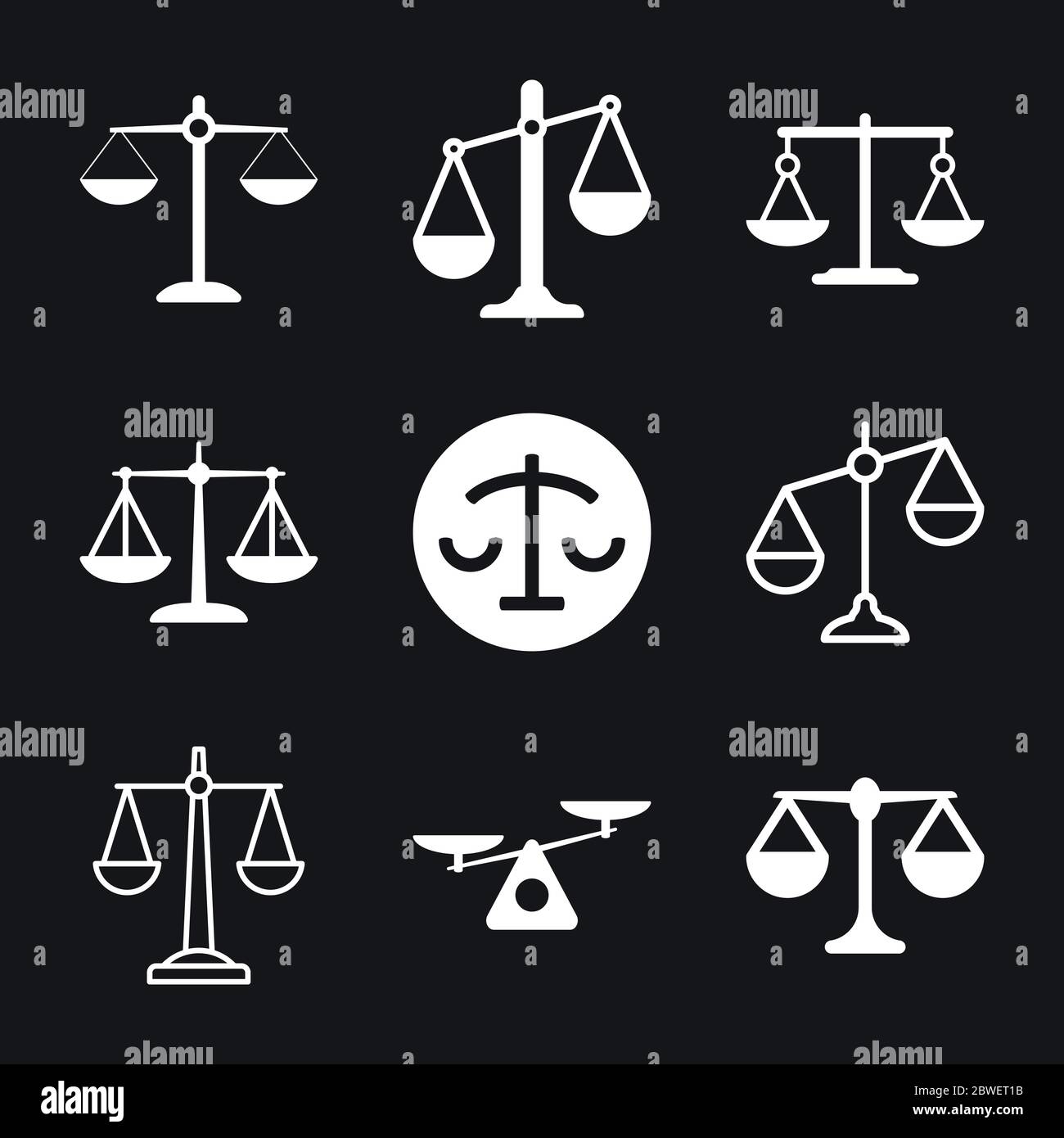 Scales icon. Scales of justice vector icon. Court of law symbol Stock ...