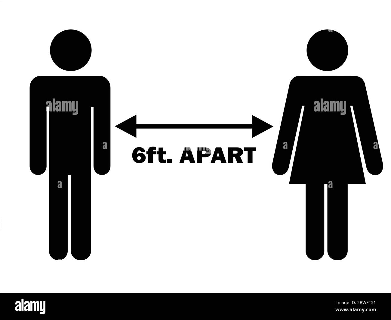 6 ft. Apart Man Woman Stick Figure. Pictogram Illustration Depicting ...