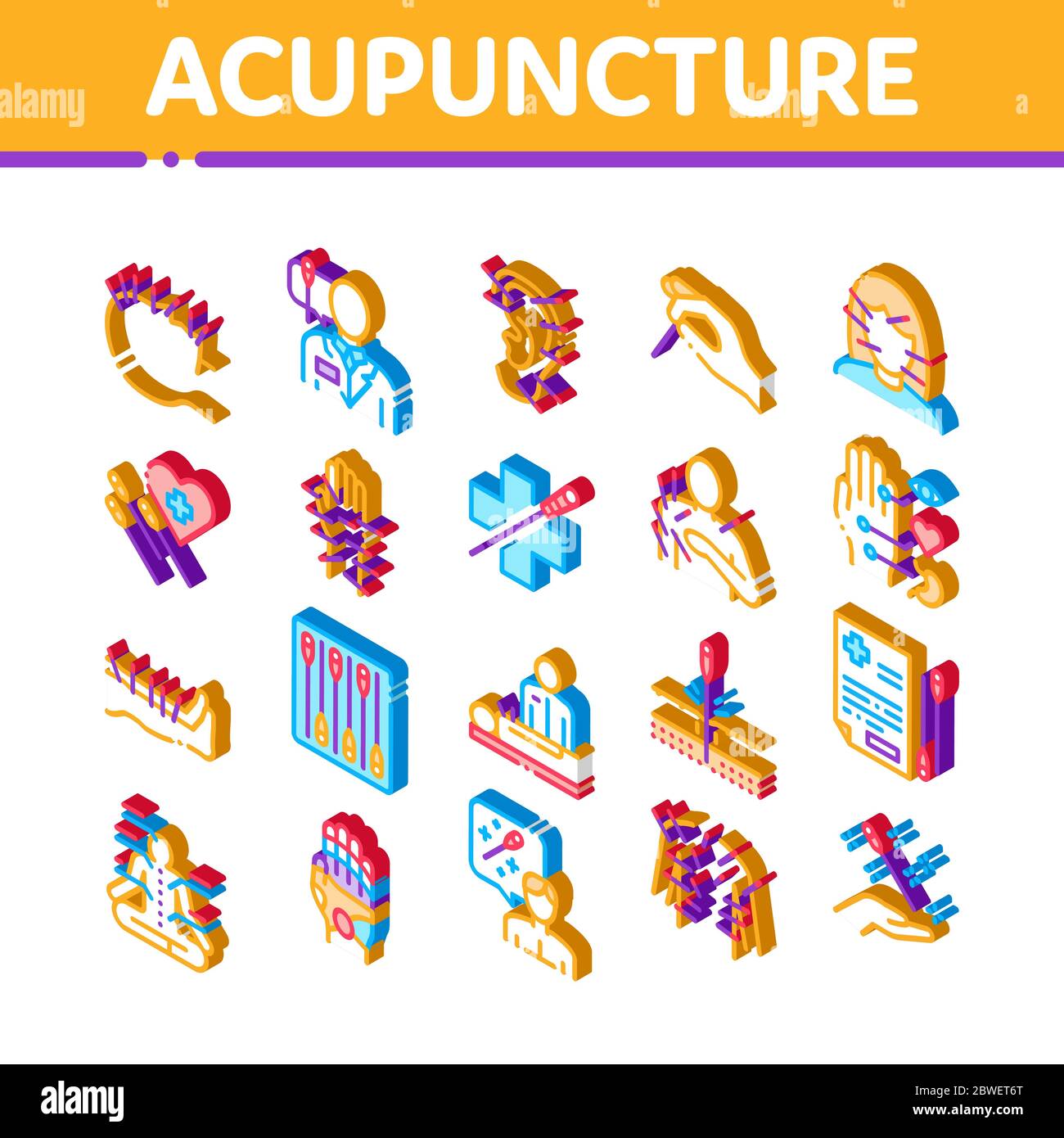 Acupuncture Therapy Isometric Icons Set Vector Stock Vector Image & Art ...