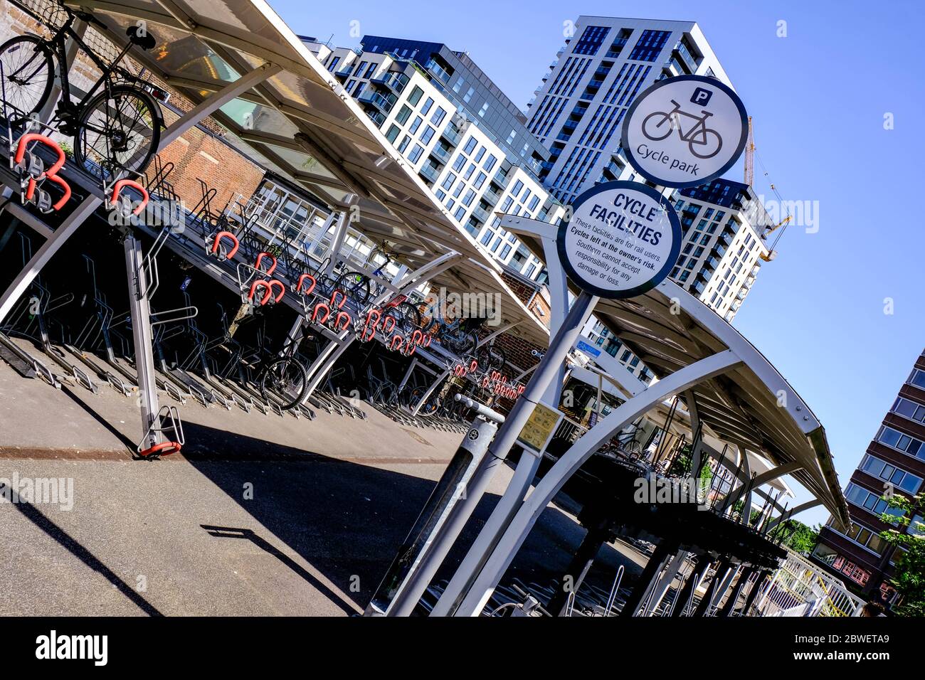 Empty Cycle Storage Park At Sutton Mainnline Station, Usually Full Of ...