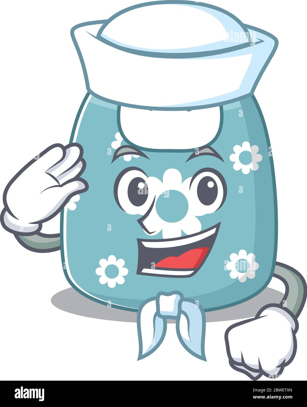 Smiley sailor cartoon character of baby apron wearing white hat and tie ...
