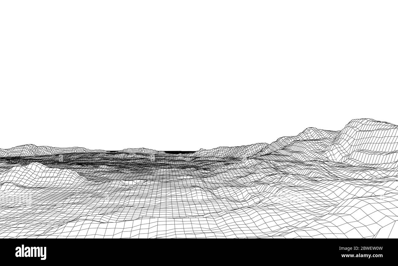 Abstract 3d wire-frame landscape. Blueprint style Stock Vector Image ...
