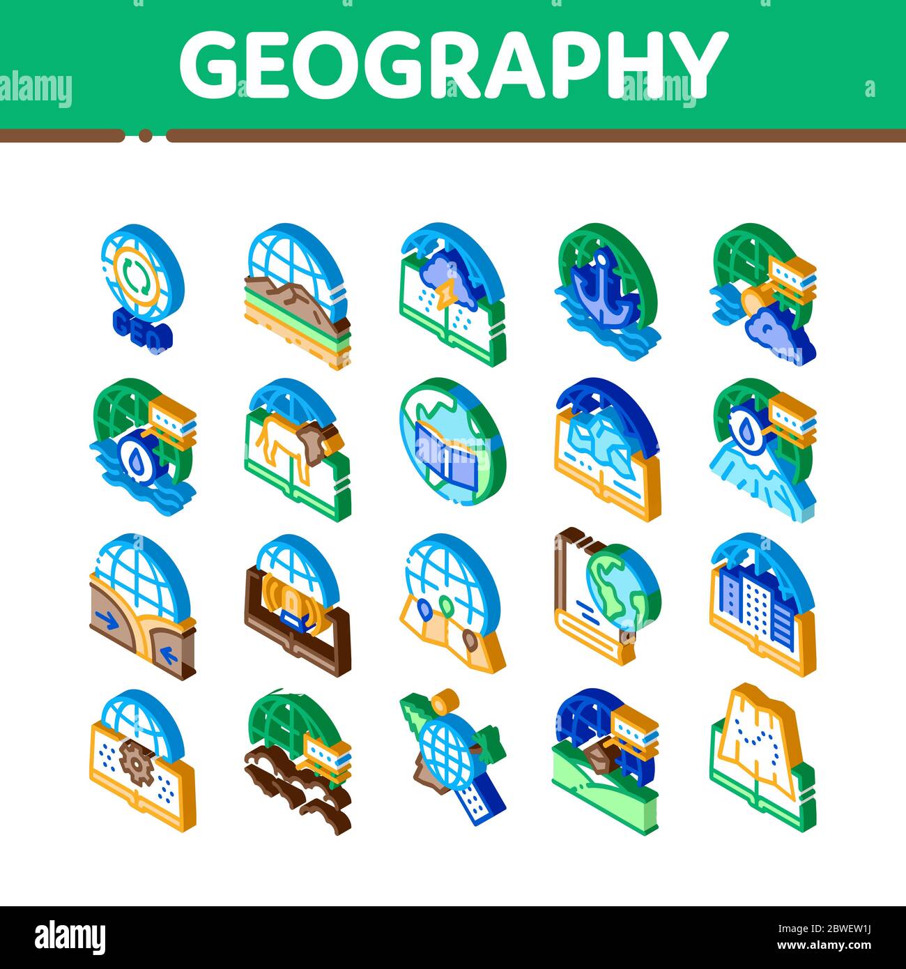 Geography Education Isometric Icons Set Vector Stock Vector Image & Art ...