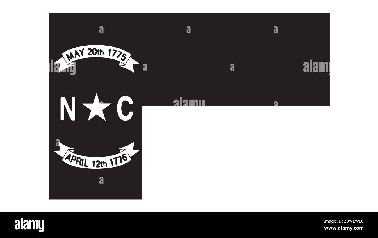 North Carolina NC State Flag. United States of America. Black and white ...