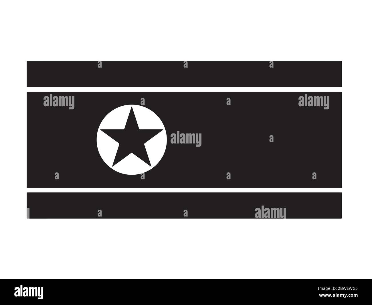 North Korea Flag Black and White. Country National Emblem Banner ...