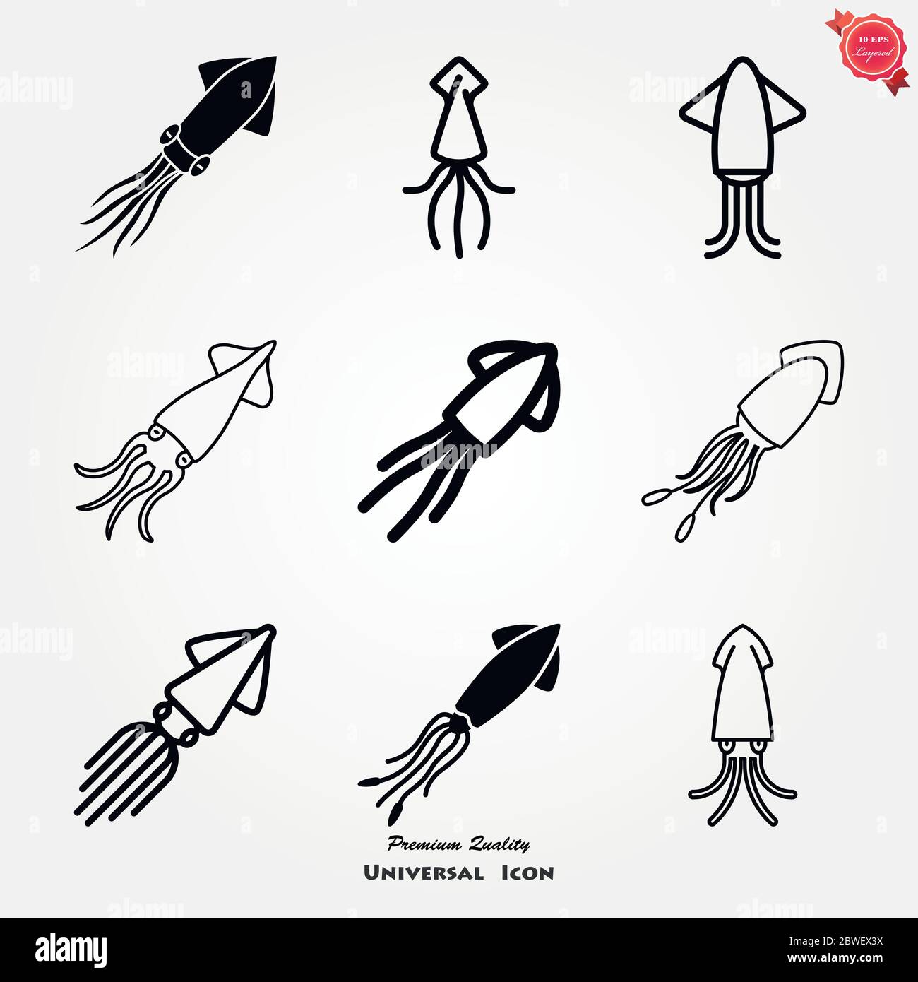 Squid icon. Abstract squid on background. Vector illustration Stock ...