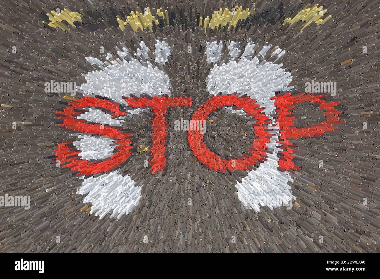 Stop sign with footprints on pavement at Poole, Dorset UK in May ...