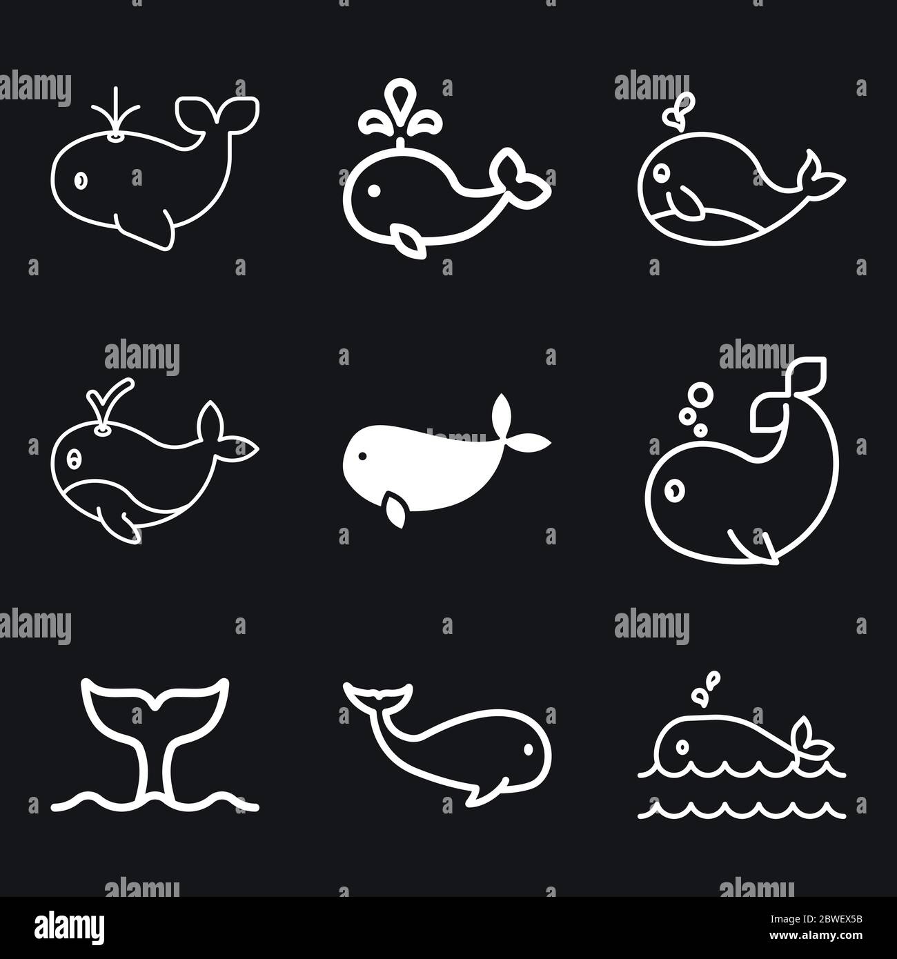 Whale vector icon. Underwater. Animal symbol isolated on background ...