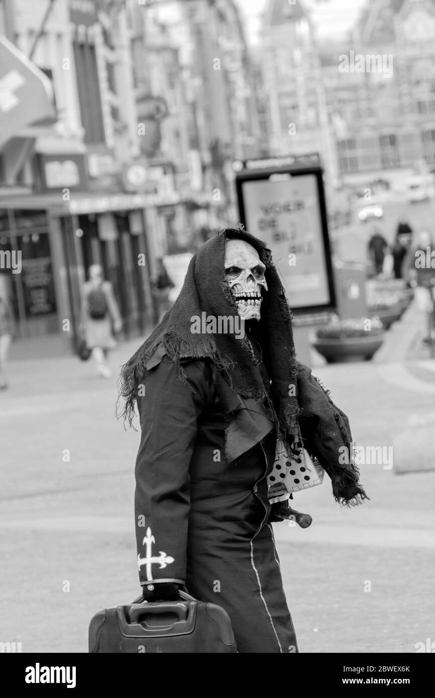 Statue Of Death Moving From The Dam Square At Amsterdam The Netherlands ...