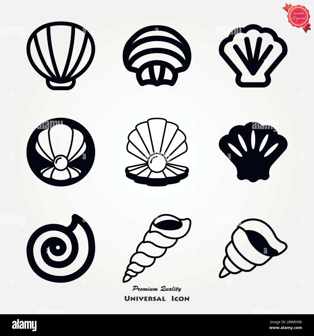 Shell icon, sea animal symbol isolated on background Stock Vector Image ...