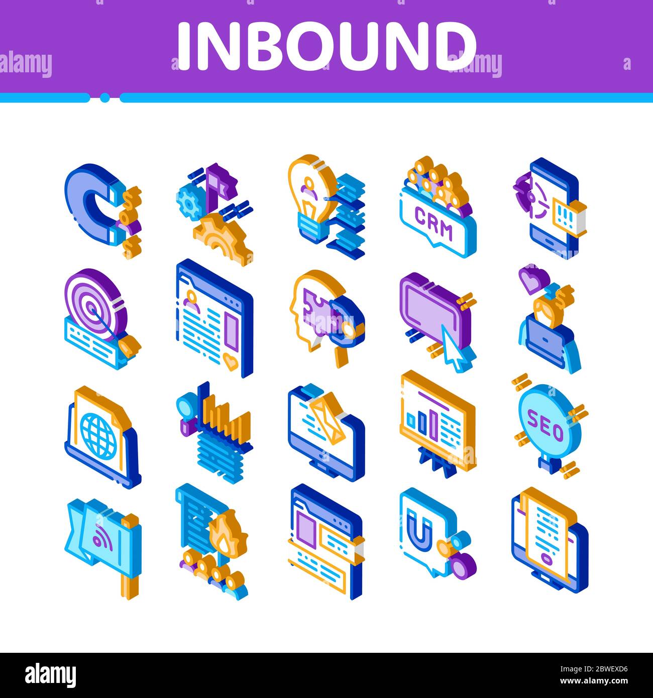 Inbound Marketing Isometric Icons Set Vector Stock Vector Image & Art ...