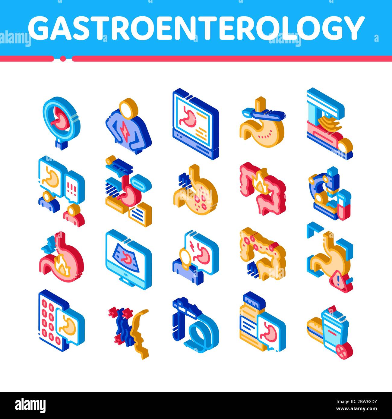 Gastroenterology Isometric Icons Set Vector Stock Vector Image & Art ...