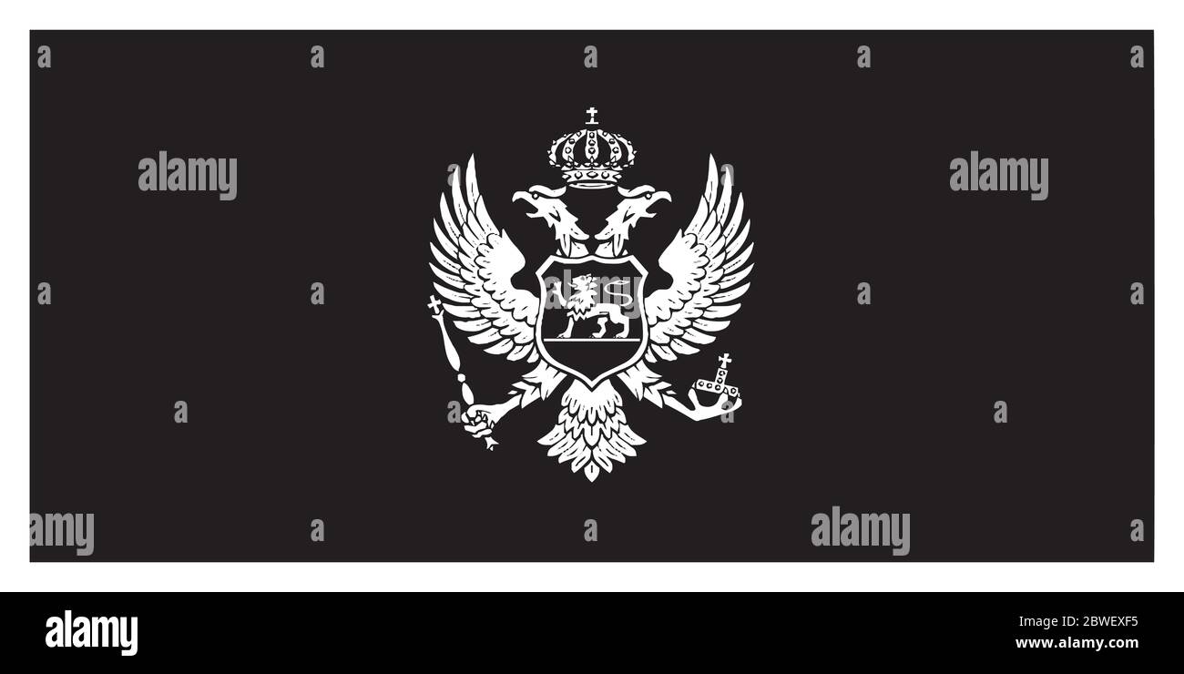 Montenegro Flag Black and White. Country National Emblem Banner ...