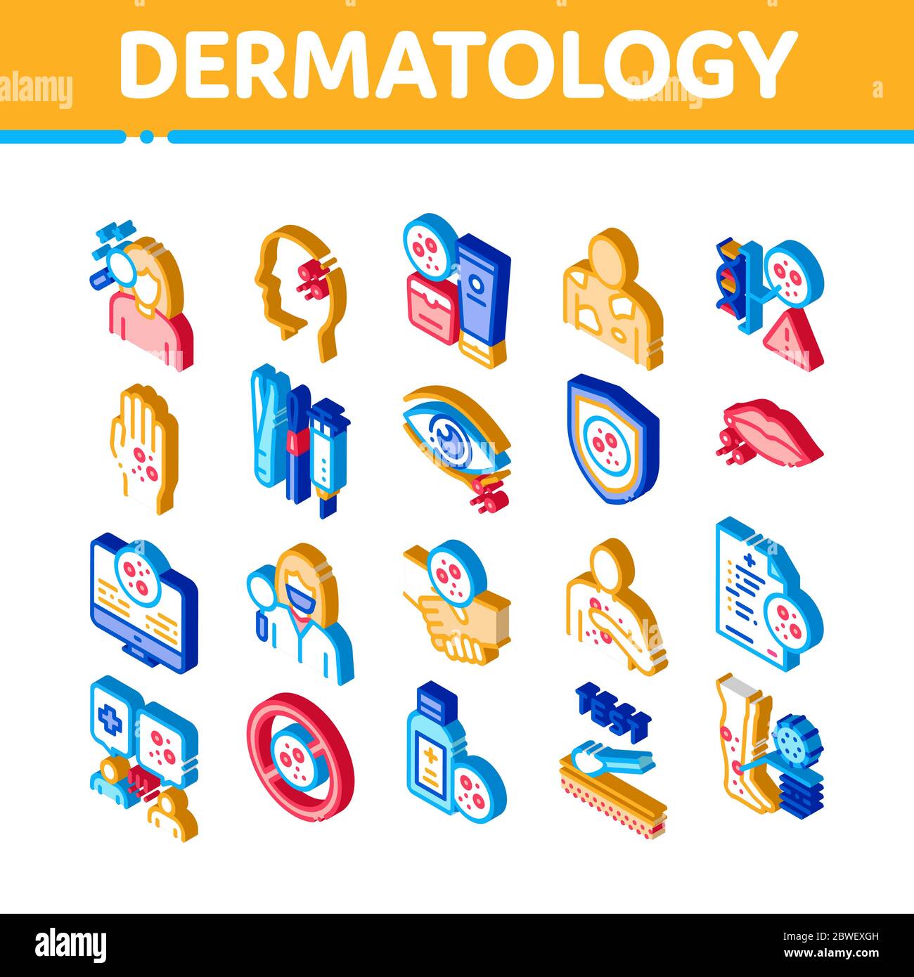 Dermatology Skin Care Isometric Icons Set Vector Stock Vector Image