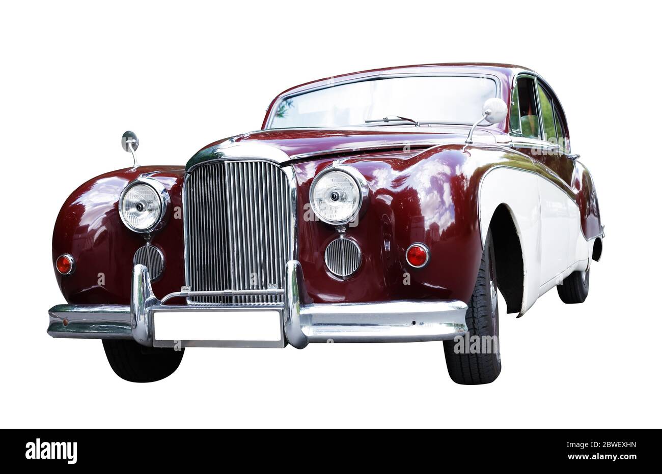 Very nice vintage British car isolated on white with clipping path ...