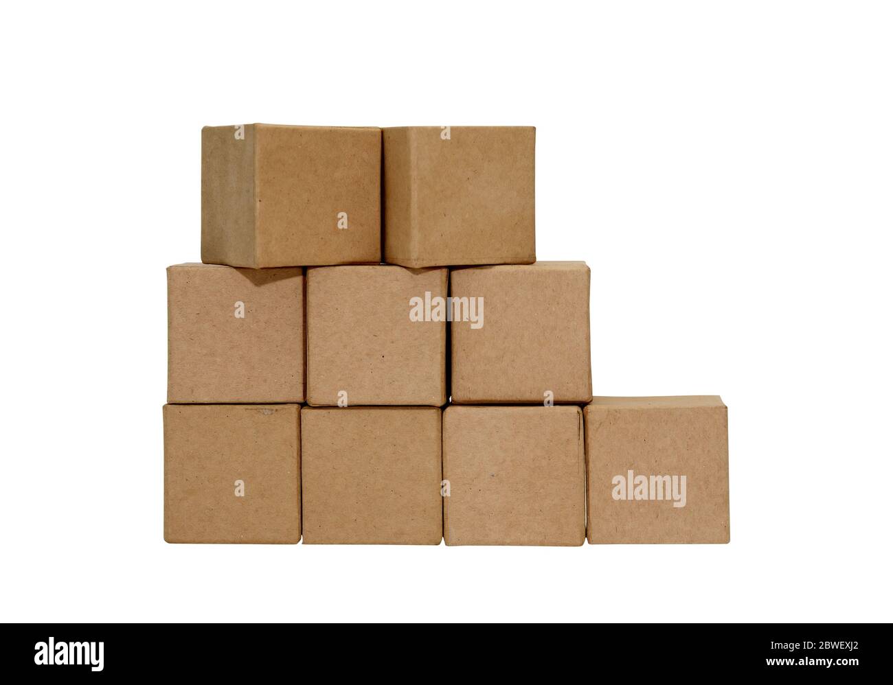 Stack of cardboard cubes on white background isolated with clipping ...