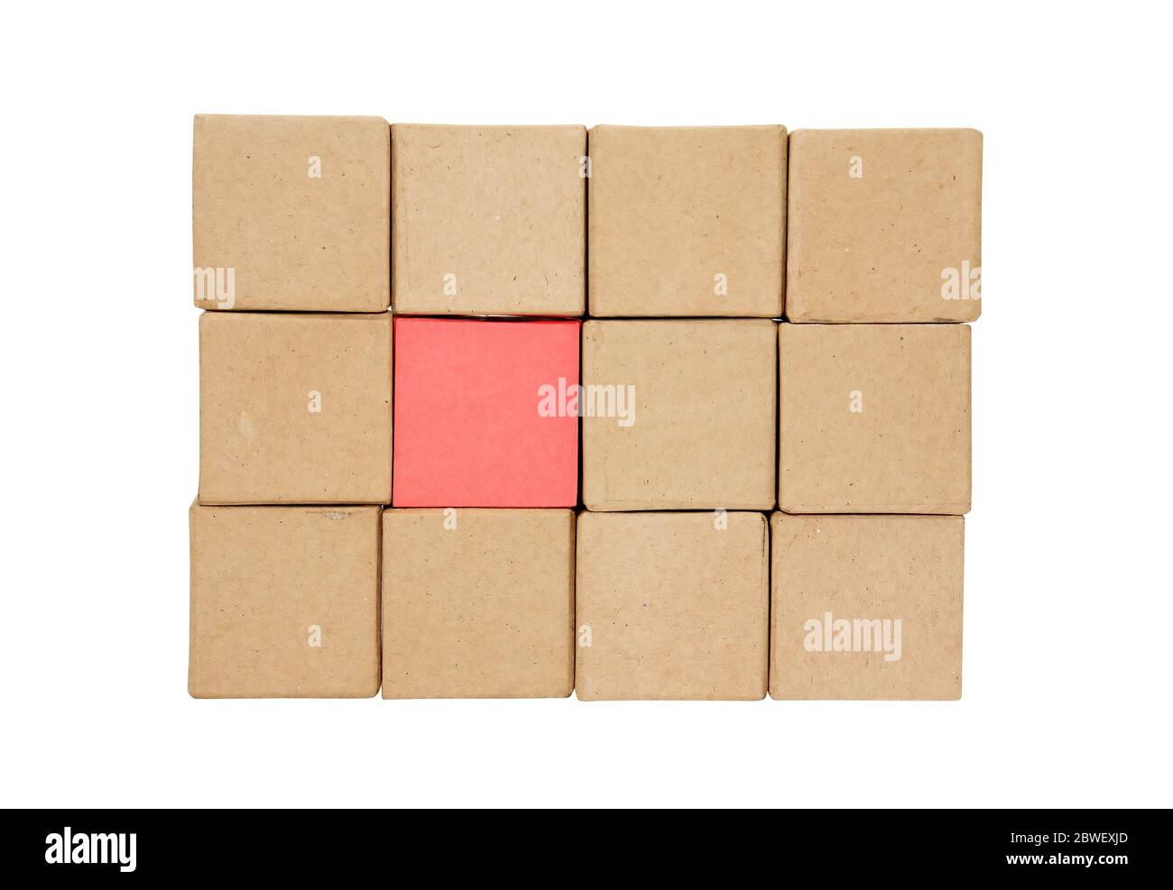 Stack of cardboard cubes on white background isolated with clipping ...