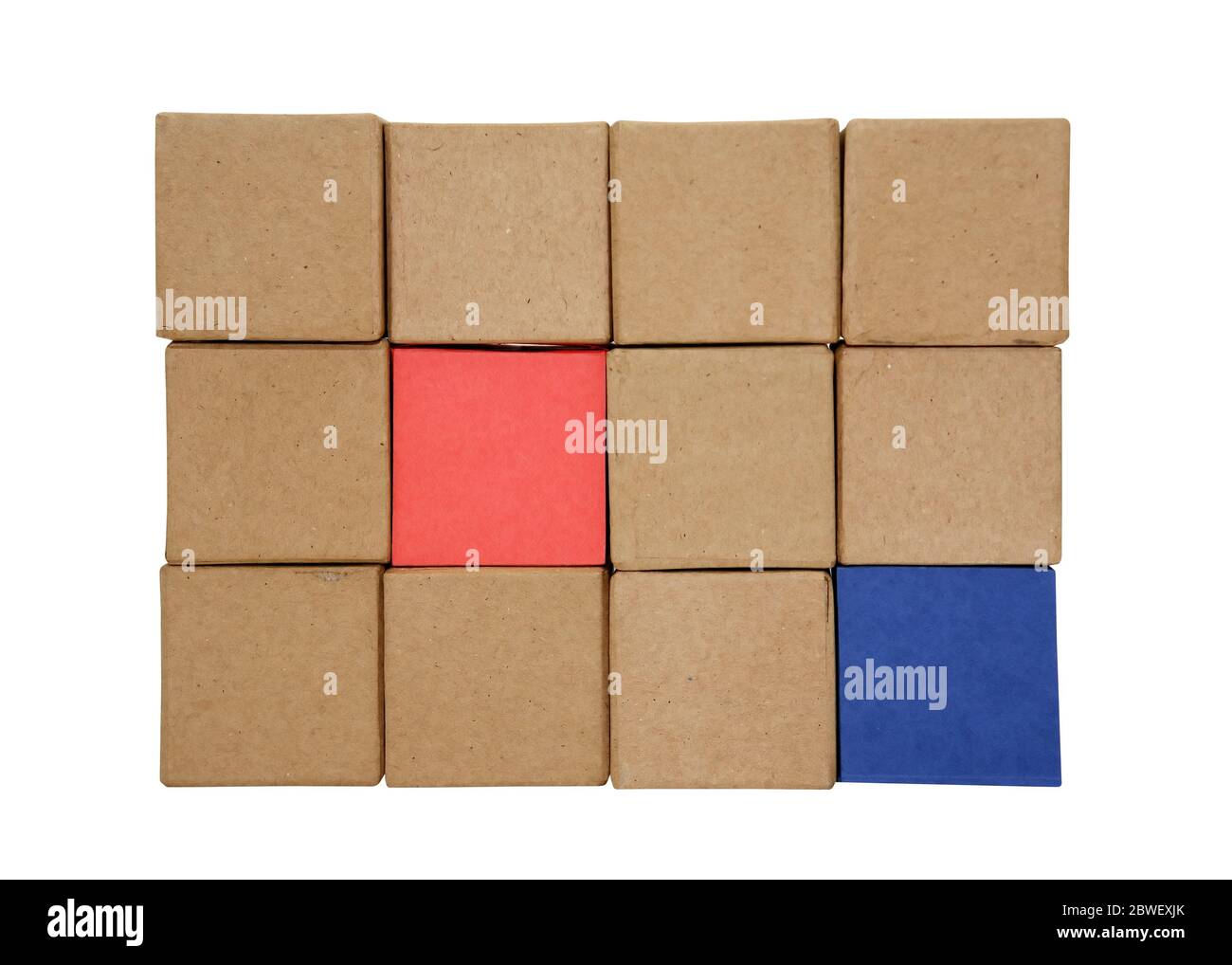 Stack of cardboard cubes on white background isolated with clipping ...