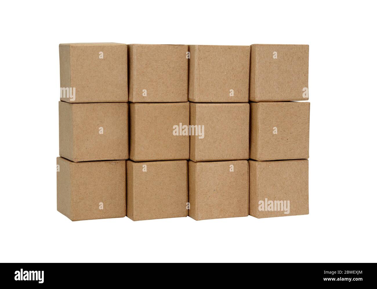Stack of cardboard cubes on white background isolated with clipping ...