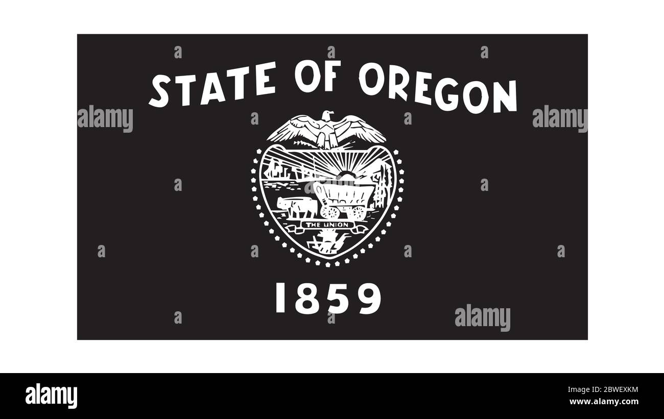Oregon OR State Flag. United States of America. Black and white EPS ...
