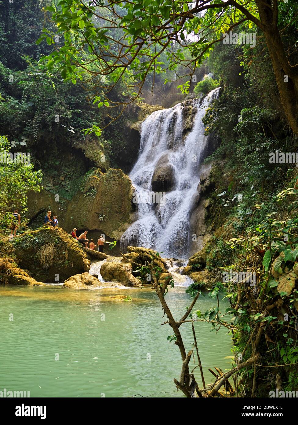 The waterfall in the jungle, Laos Stock Photo - Alamy