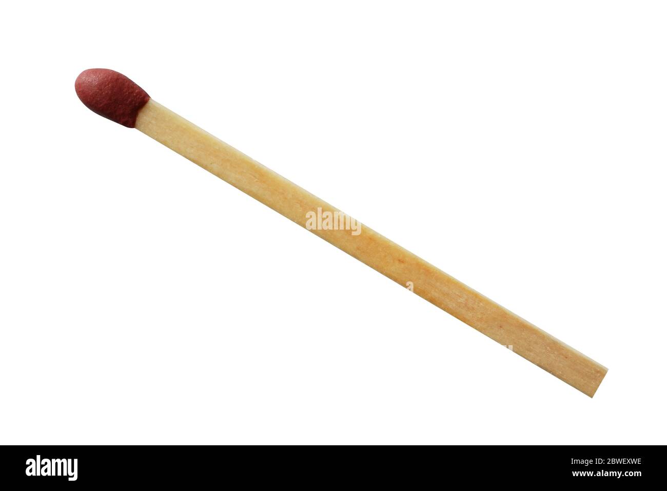 One wooden matchstick isolated on white background with clipping path ...