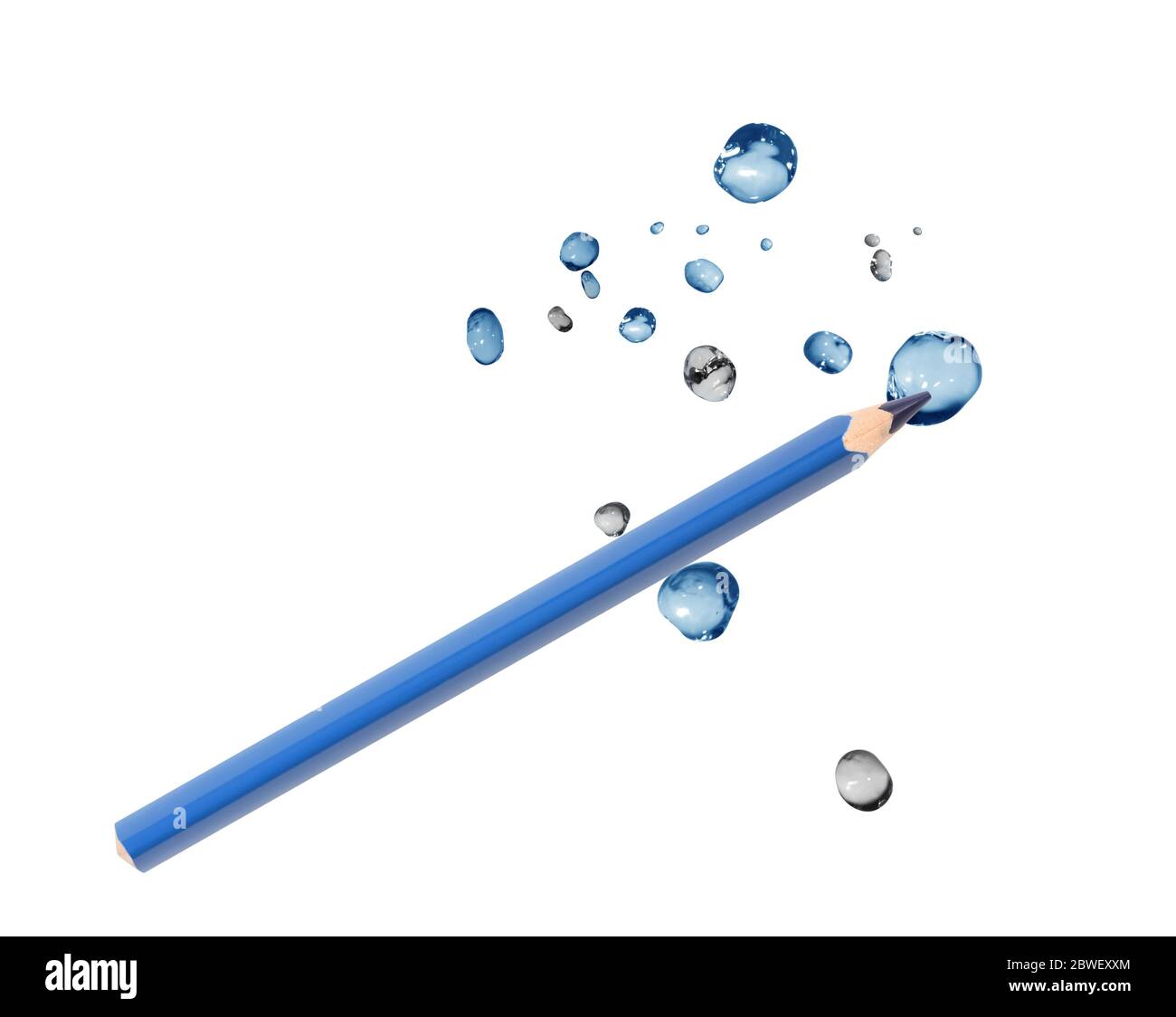 Blue pencil draws nice water splash on white background Stock Photo - Alamy