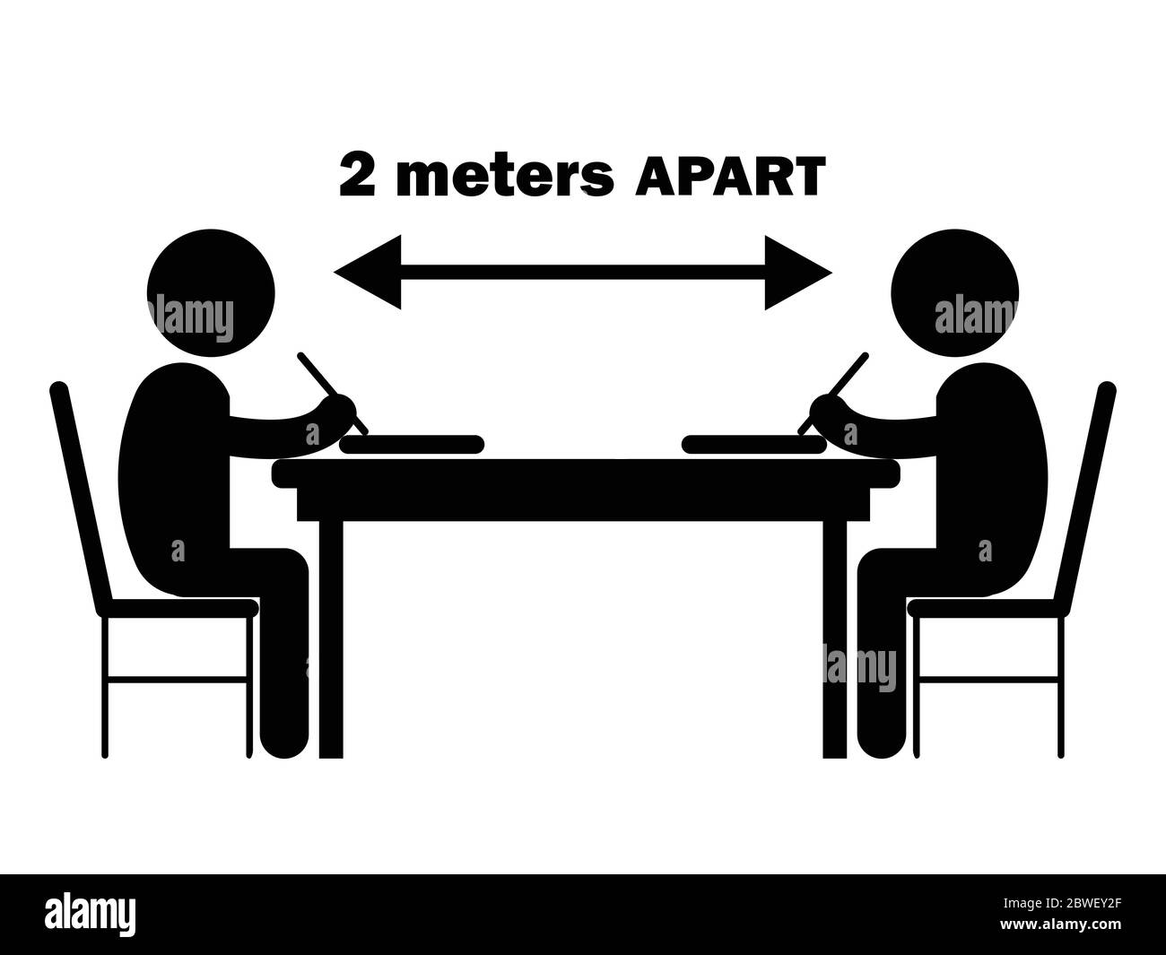 Two Students Studying Writing Desk 2m meters. Apart. Illustration ...