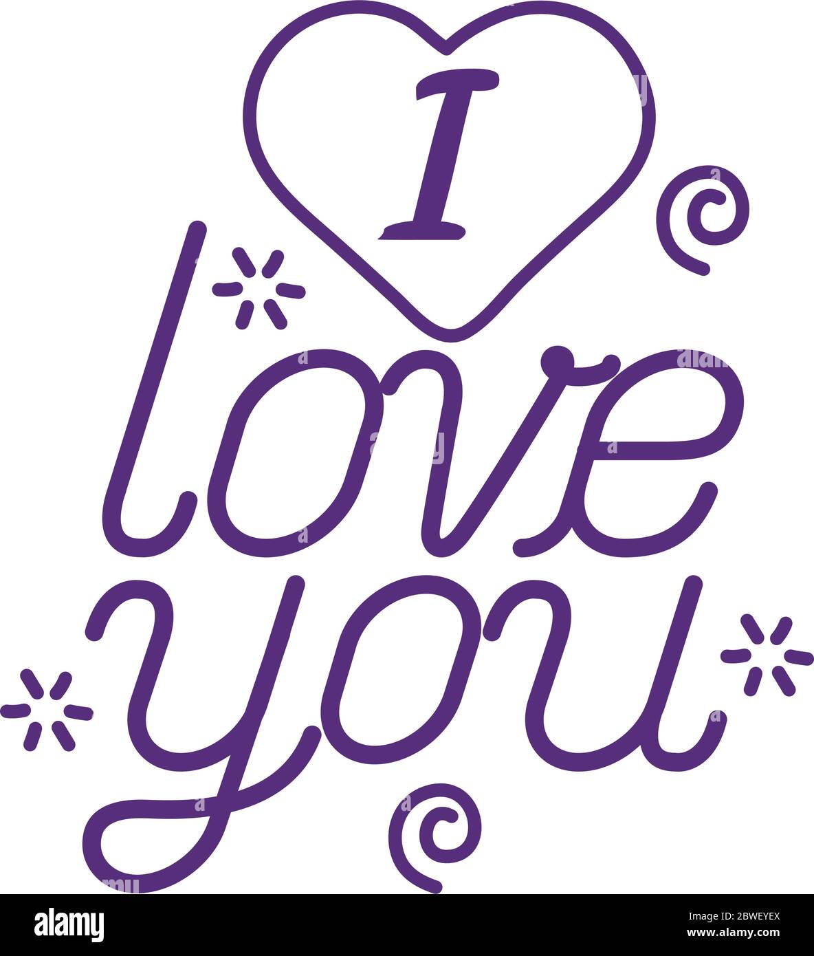 I love you text with heart line style icon vector design Stock Vector ...