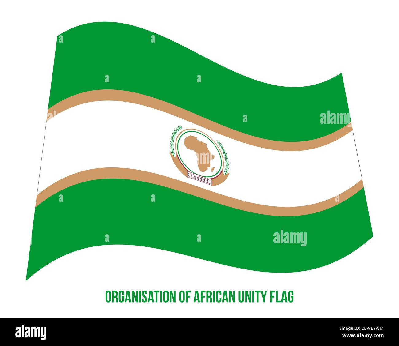 Organisation of African Unity Flag Waving Vector Illustration on White ...