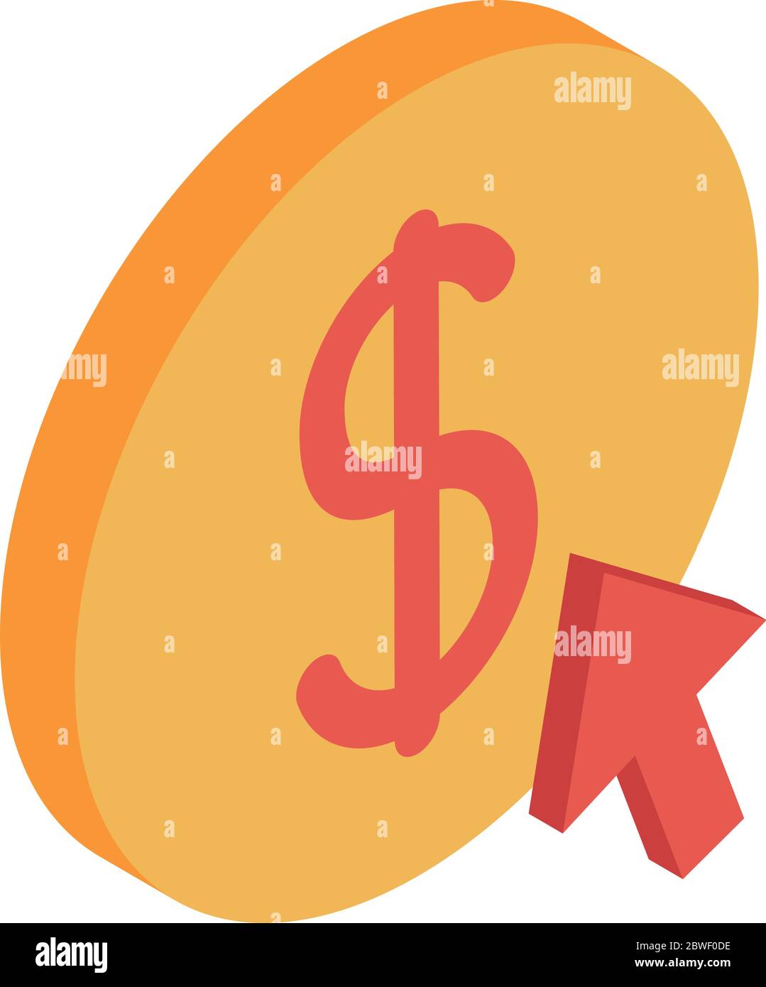 coin with cursor arrow isometric style icon vector design Stock Vector ...