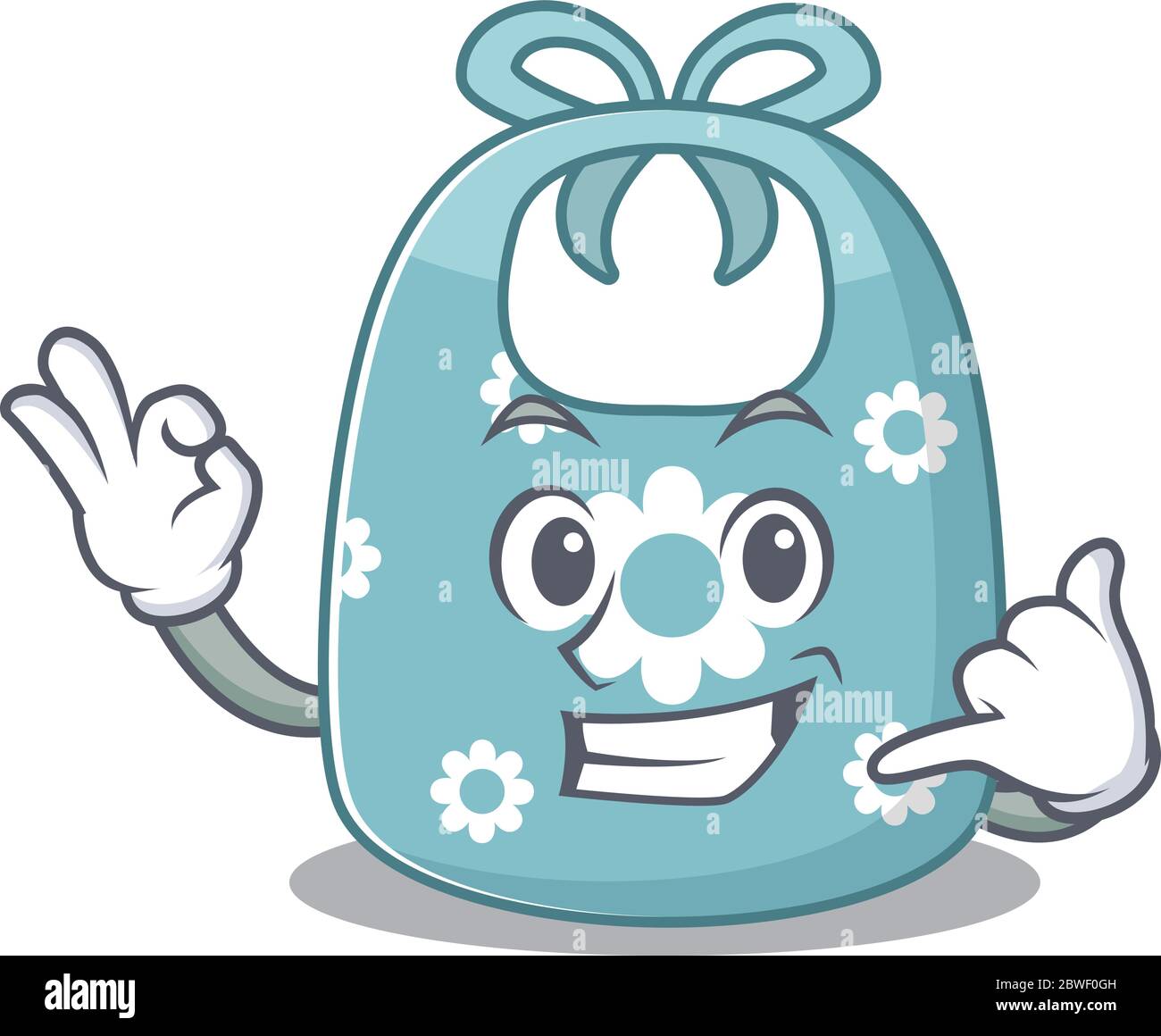 Caricature design of baby apron showing call me funny gesture Stock ...