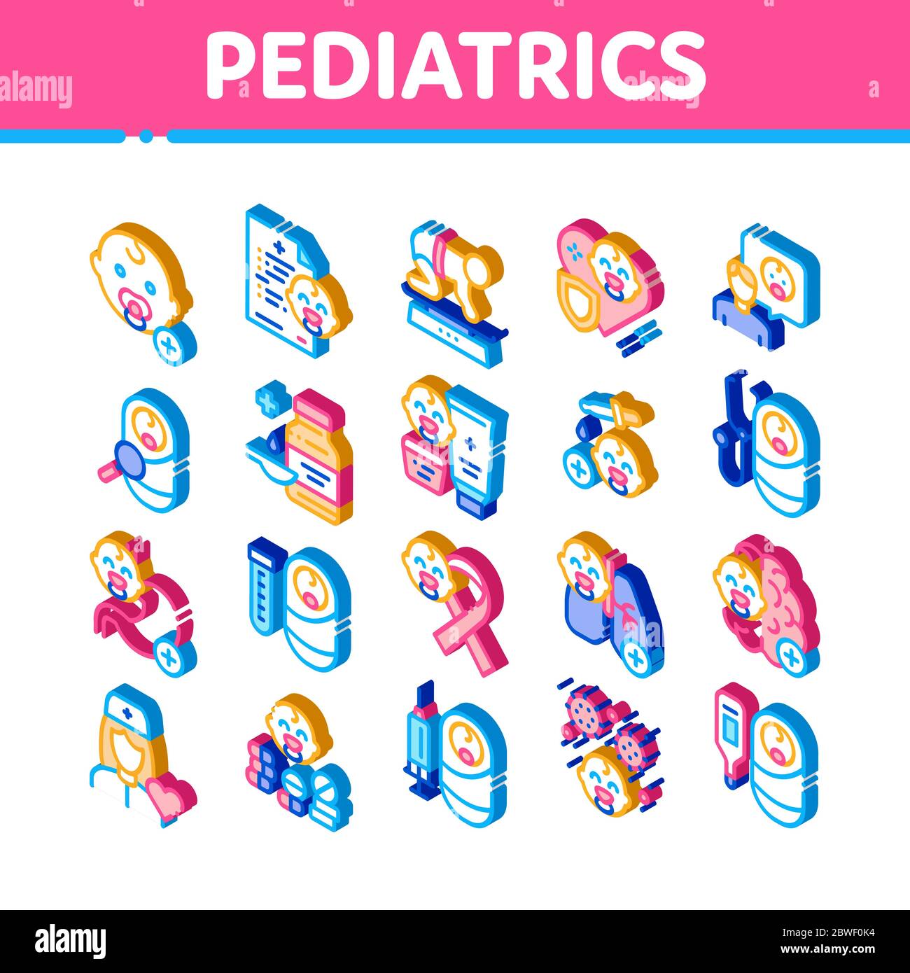 Pediatrics Medical Isometric Icons Set Vector Stock Vector Image & Art ...