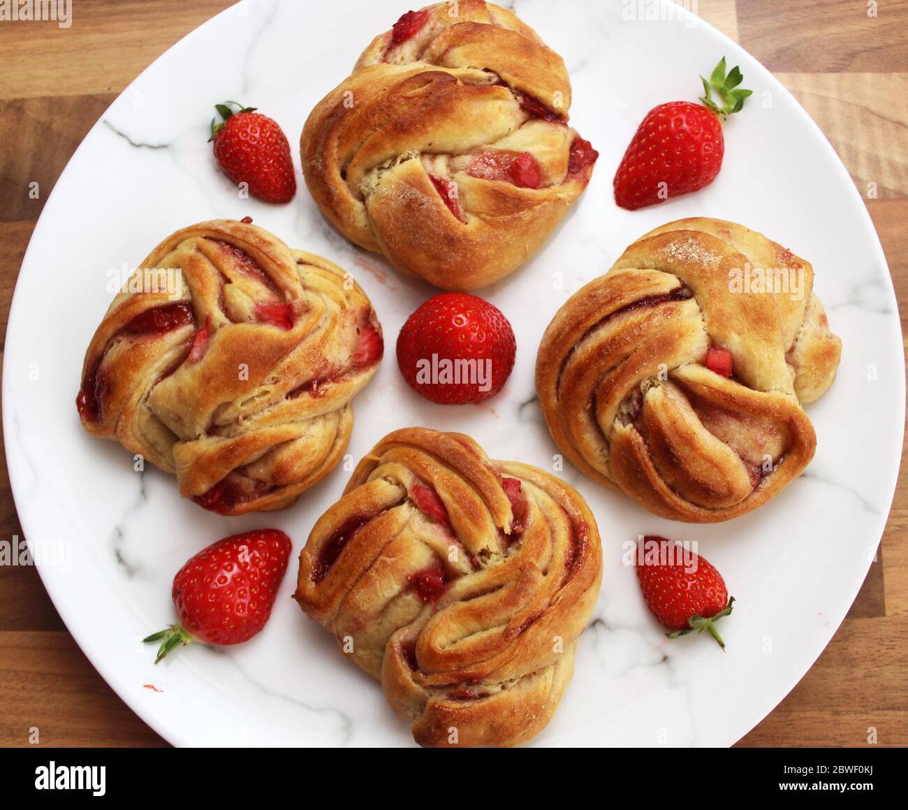 Strawberry Knot Bread Buns Stock Photo - Alamy