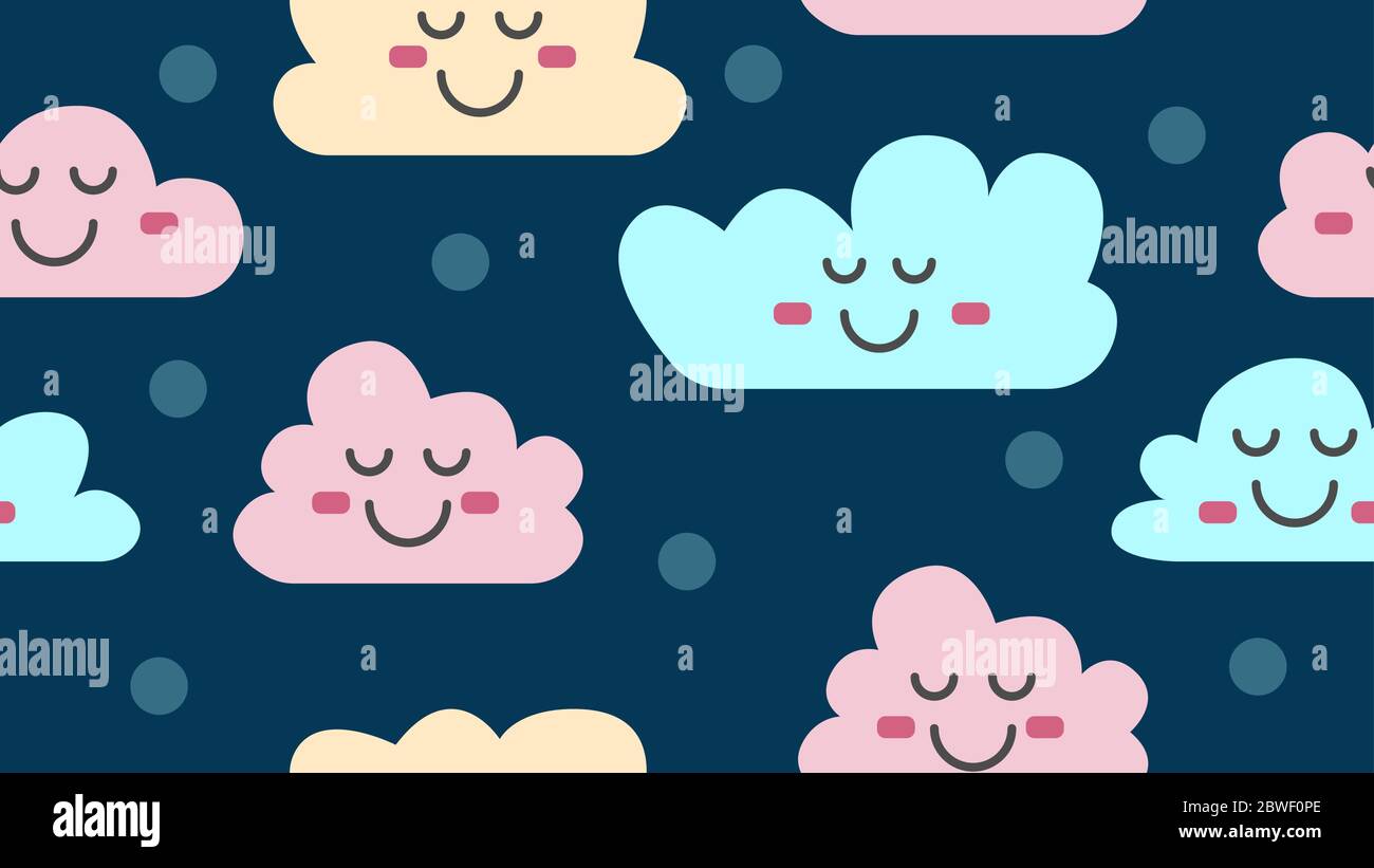 Clouds in sky. Baby seamless clouds pattern. Vector illustration Stock ...
