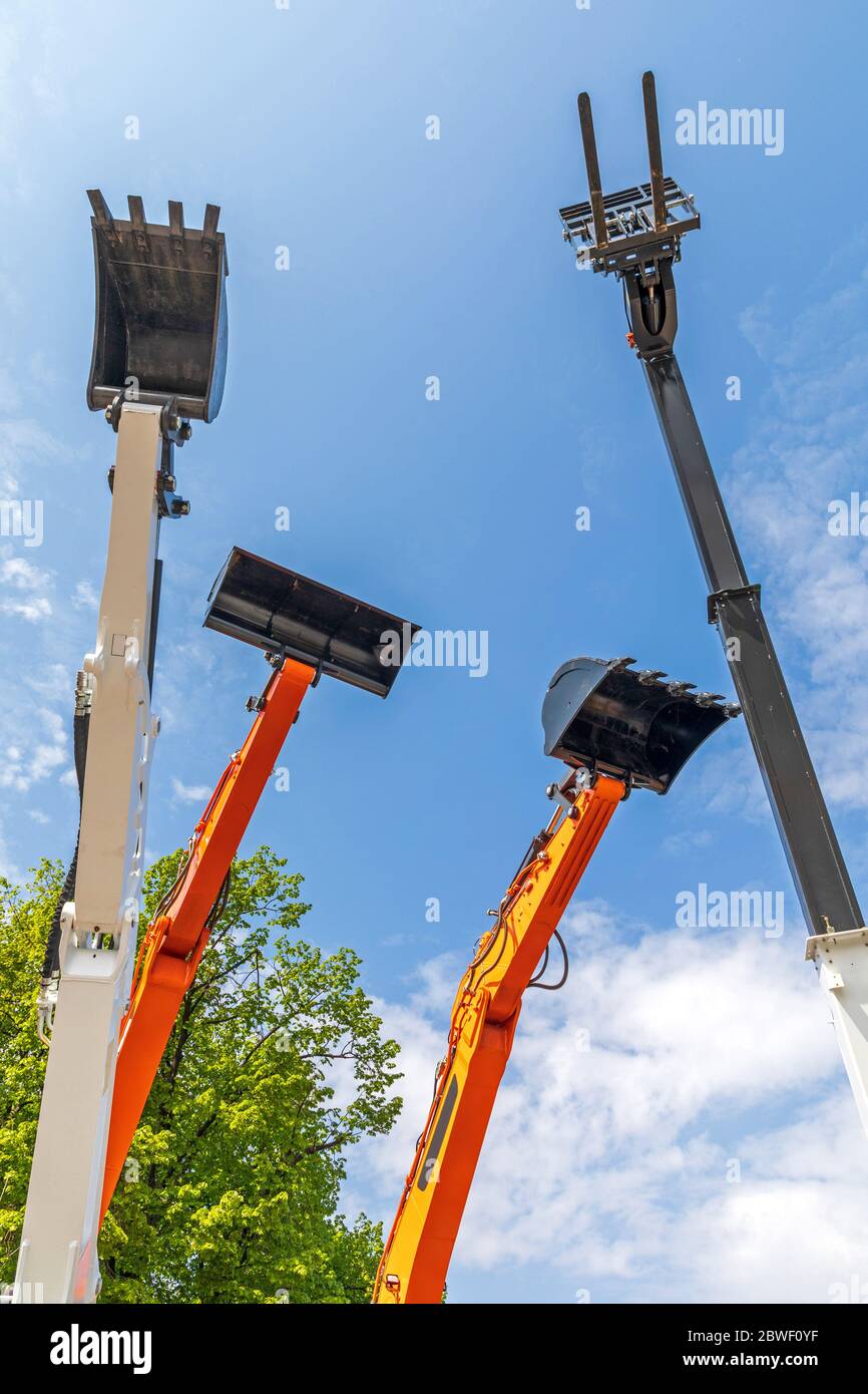 Buckets at Construction Machines Digger Excavator Stock Photo - Alamy