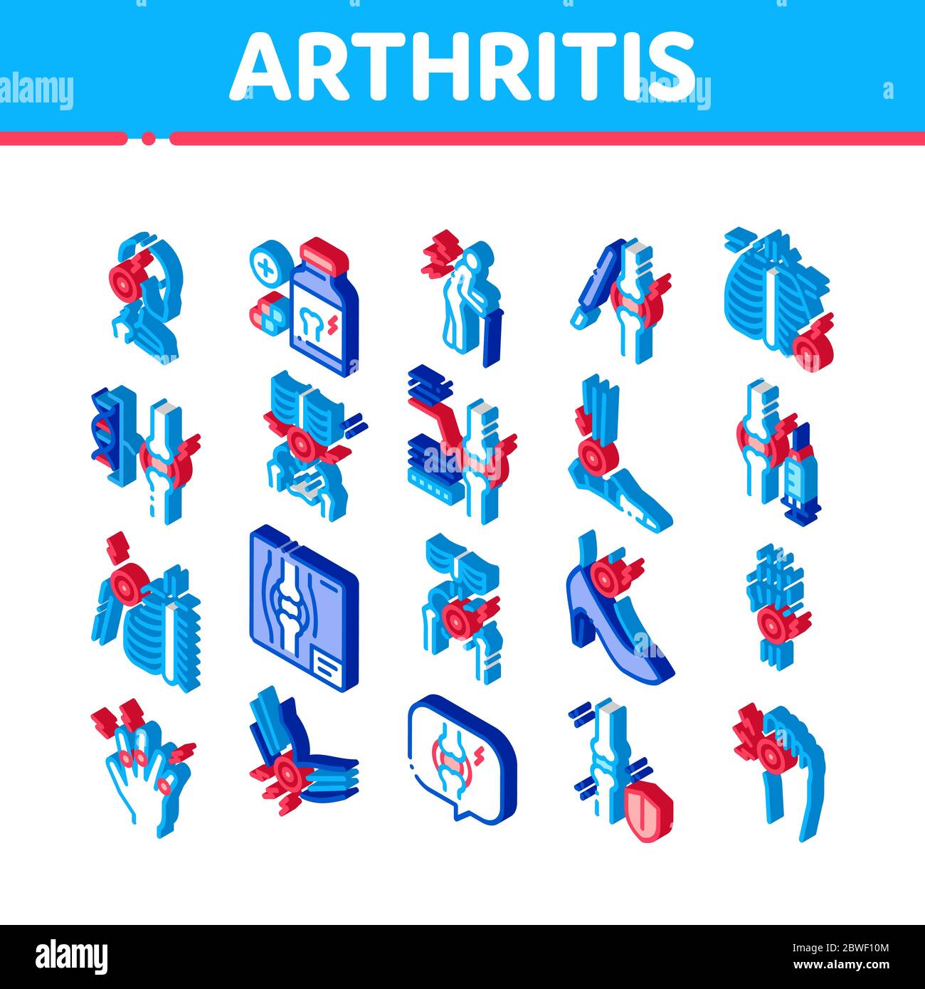 Arthritis Disease Isometric Icons Set Vector Stock Vector Image & Art ...