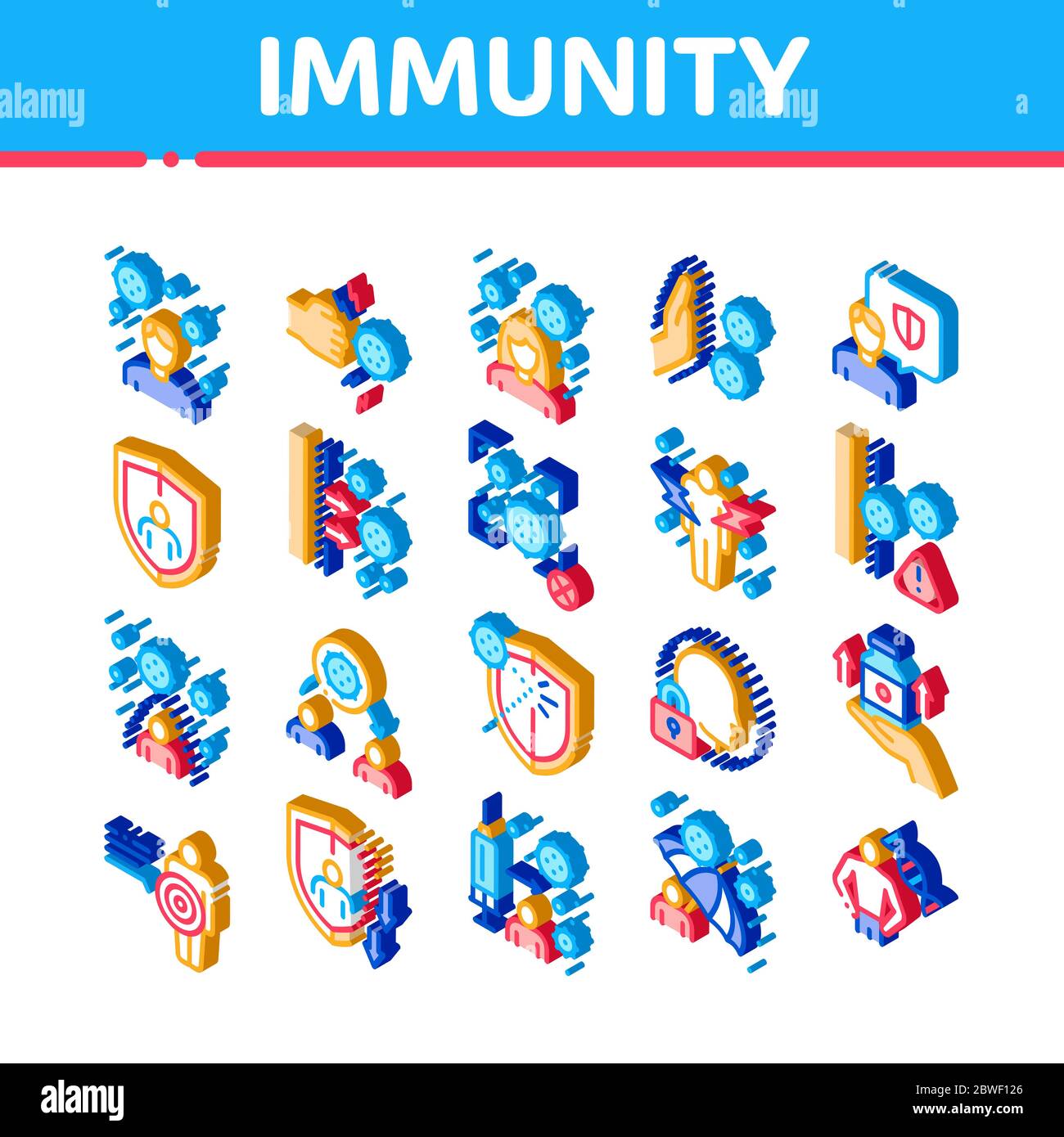 Immunity Human Biological Defense Icons Set Vector Stock Vector Image ...
