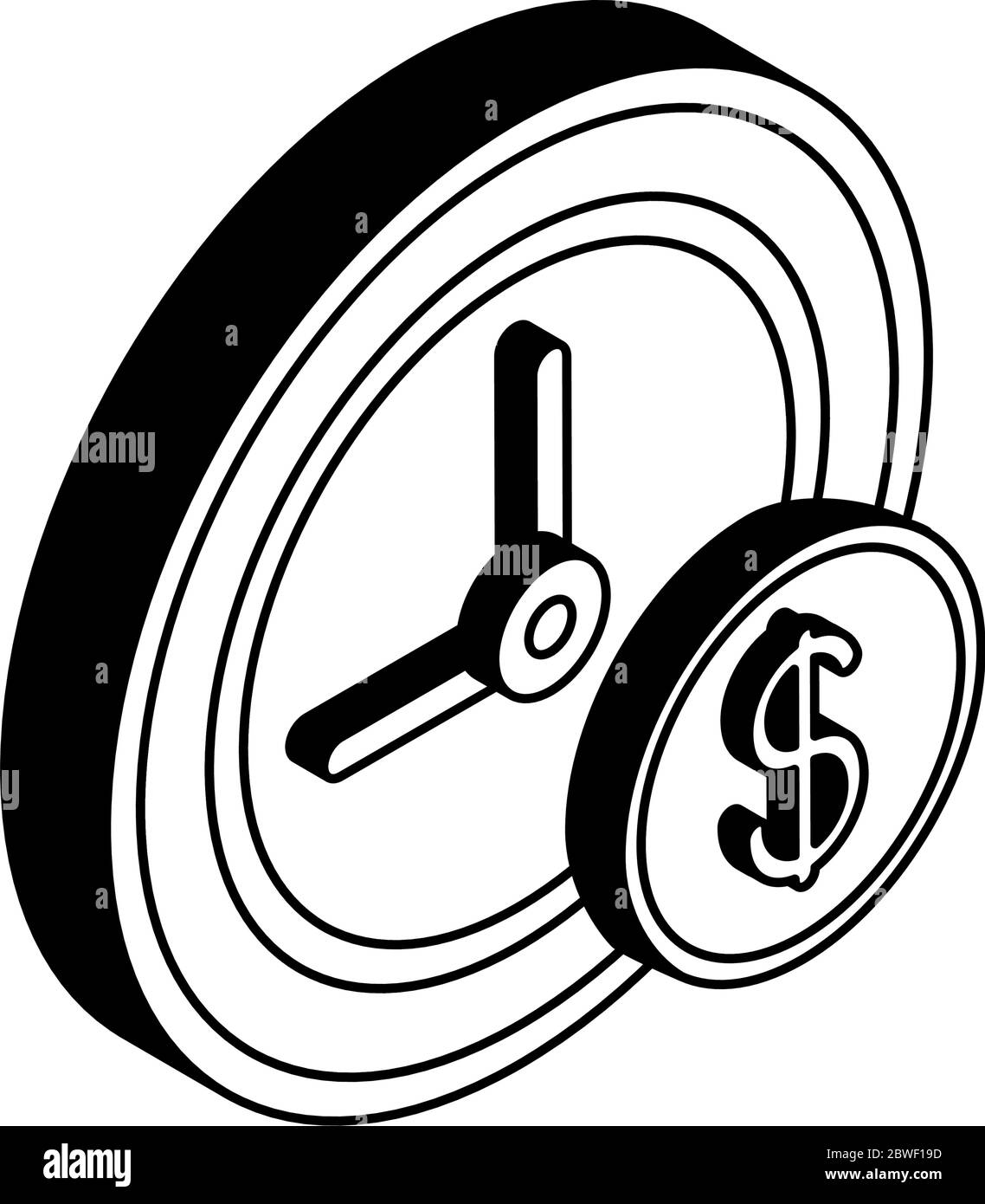 Clock dollar coin line Stock Vector Images - Alamy