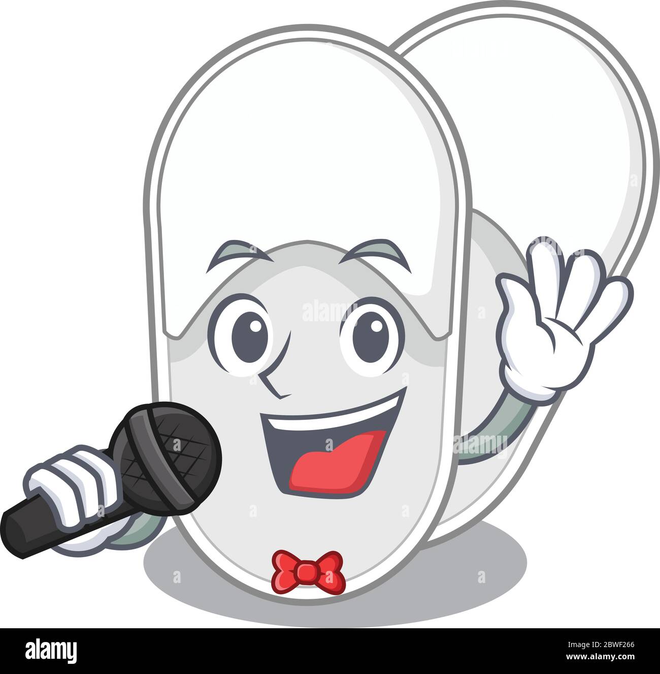 cartoon character of hotel slippers sing a song with a microphone Stock ...