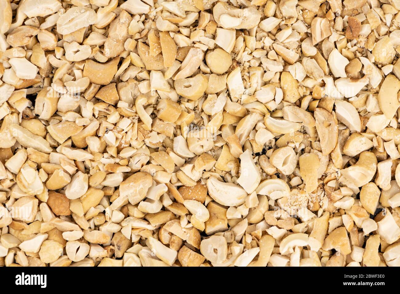 Some chopped Cashew nuts for use as background or as texture (close-up ...