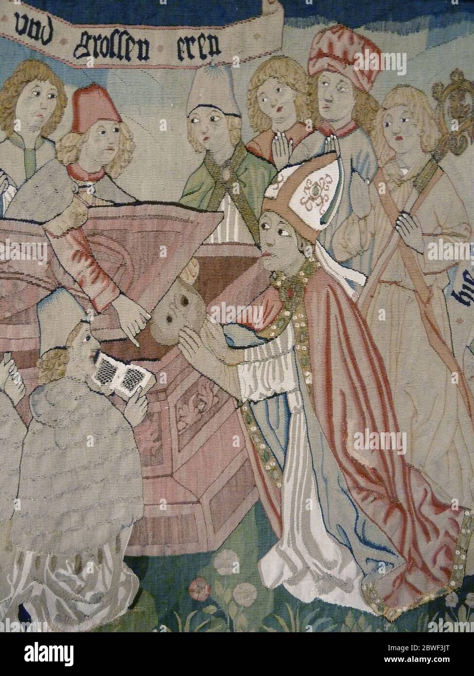 Vintage Medieval painting of a religious christian saint Stock Photo ...