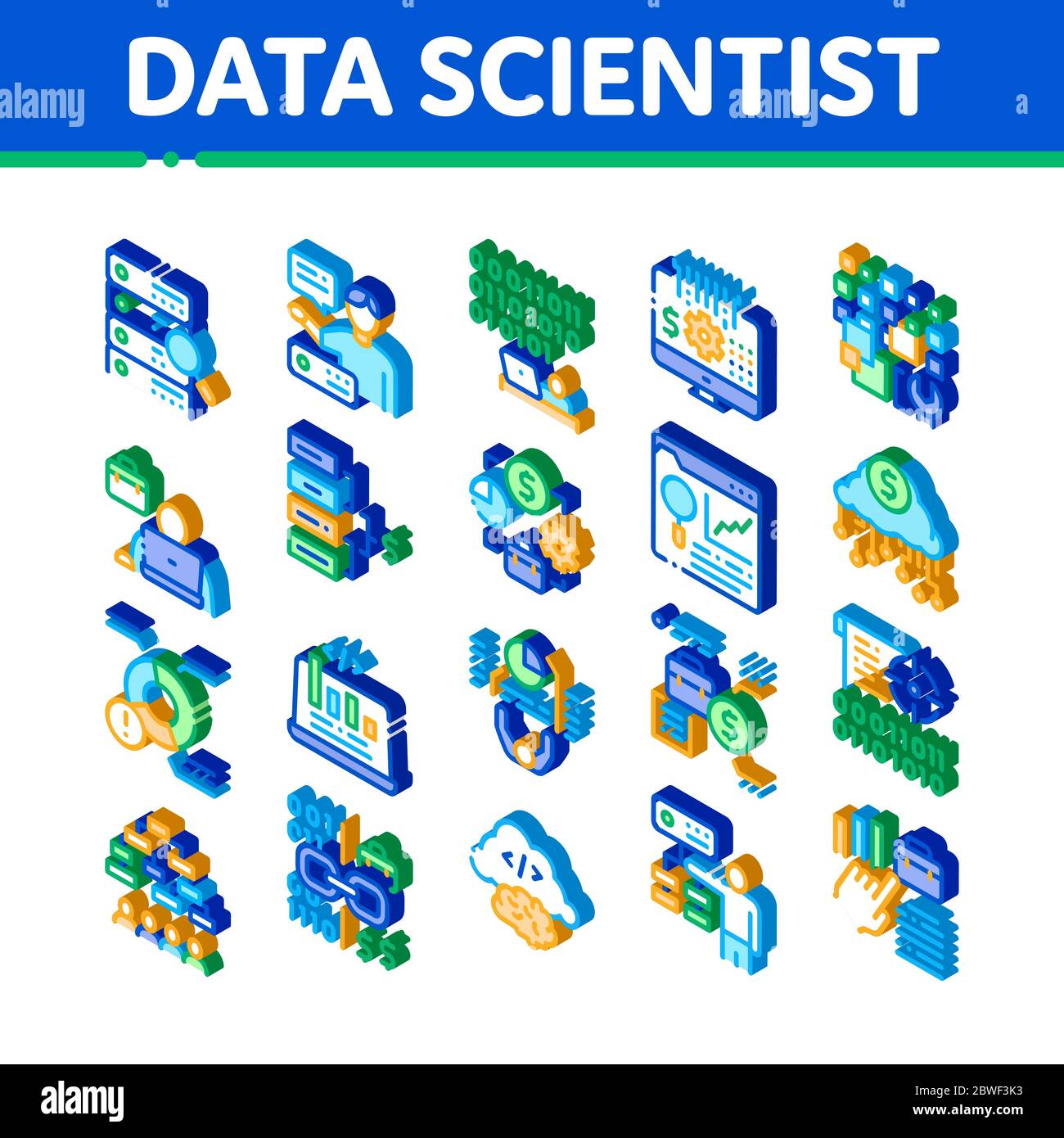 Data Scientist Worker Isometric Icons Set Vector Stock Vector Image & Art - Alamy