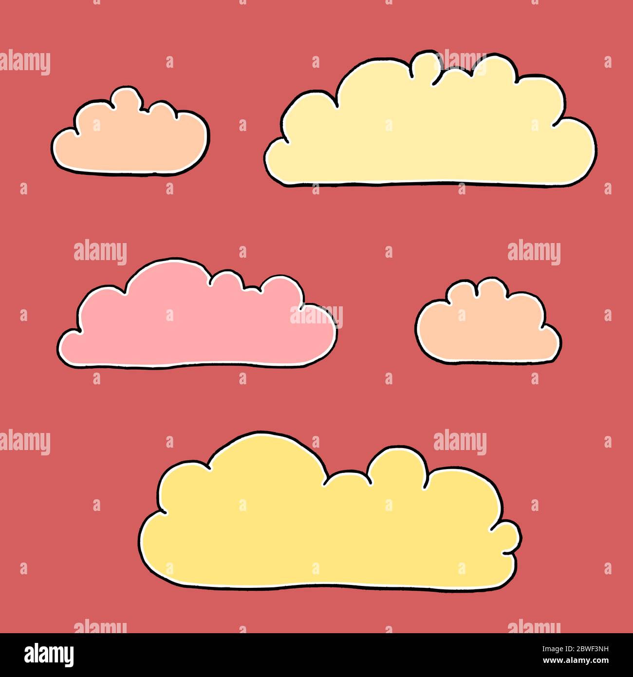 Hand drawn clouds vector set. Simple cartoon style clouds Stock Vector ...