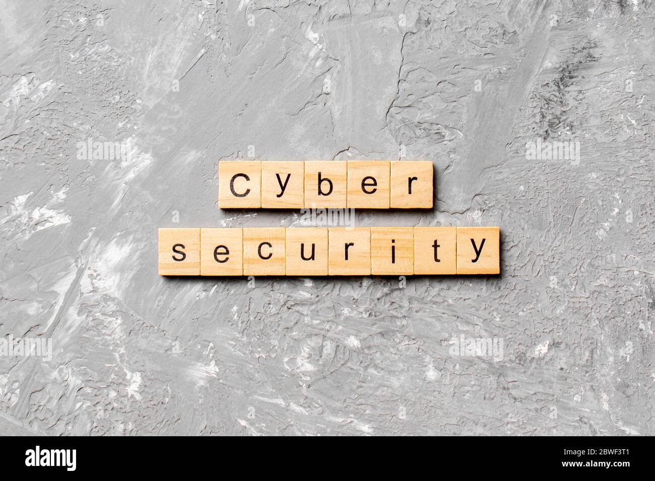 Cyber Security word written on wood block. Cyber Security text on ...