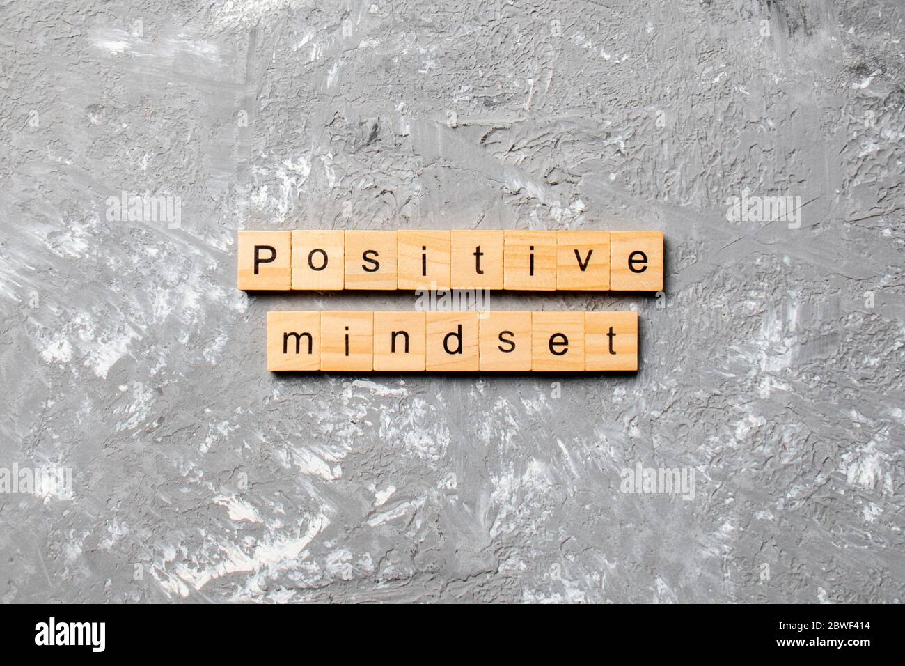 positive mindset word written on wood block. positive mindset text on ...