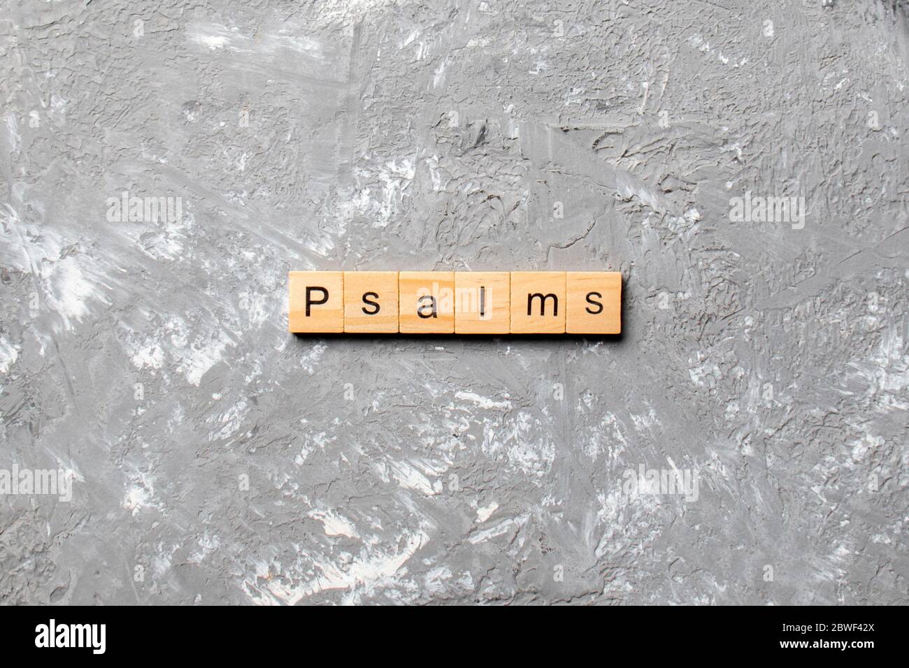 psalms word written on wood block. psalms text on table, concept Stock ...