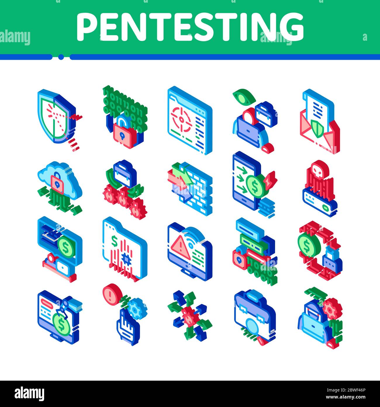Pentesting Software Isometric Icons Set Vector Stock Vector Image & Art ...